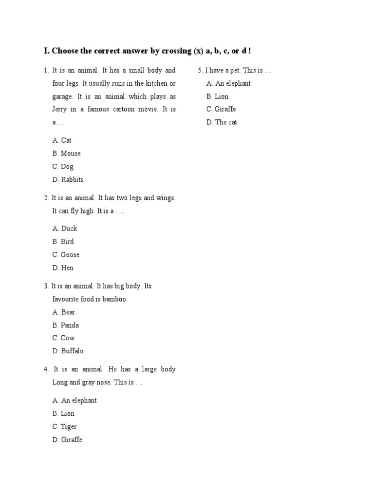 Latihan Bahasa Inggris Kelas 4, 121020 | PDF