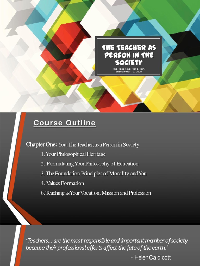 The Teacher As Person in The Society PDF | PDF | Philosophy Of ...