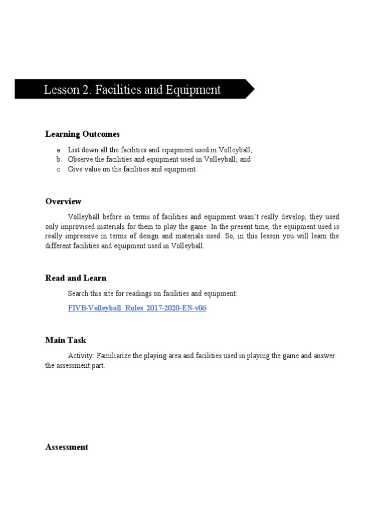 Volleyball Facilities and Equipment Guide | PDF