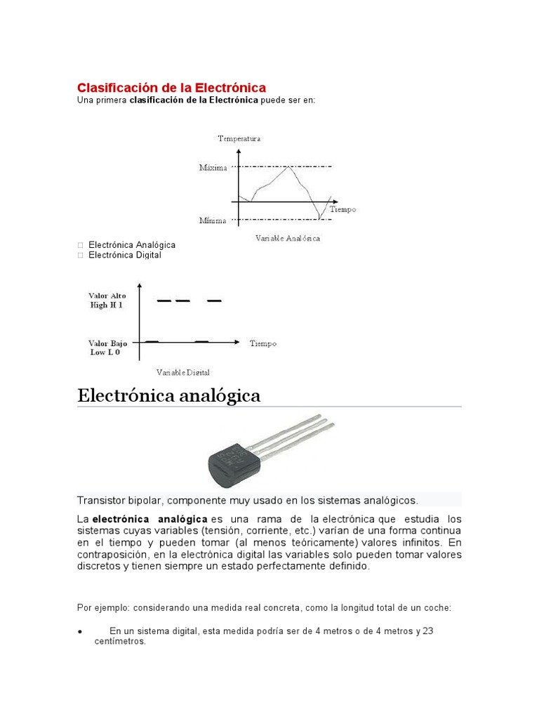 Clasificación de la Electrónica | PDF | Electrónica Analógica ...