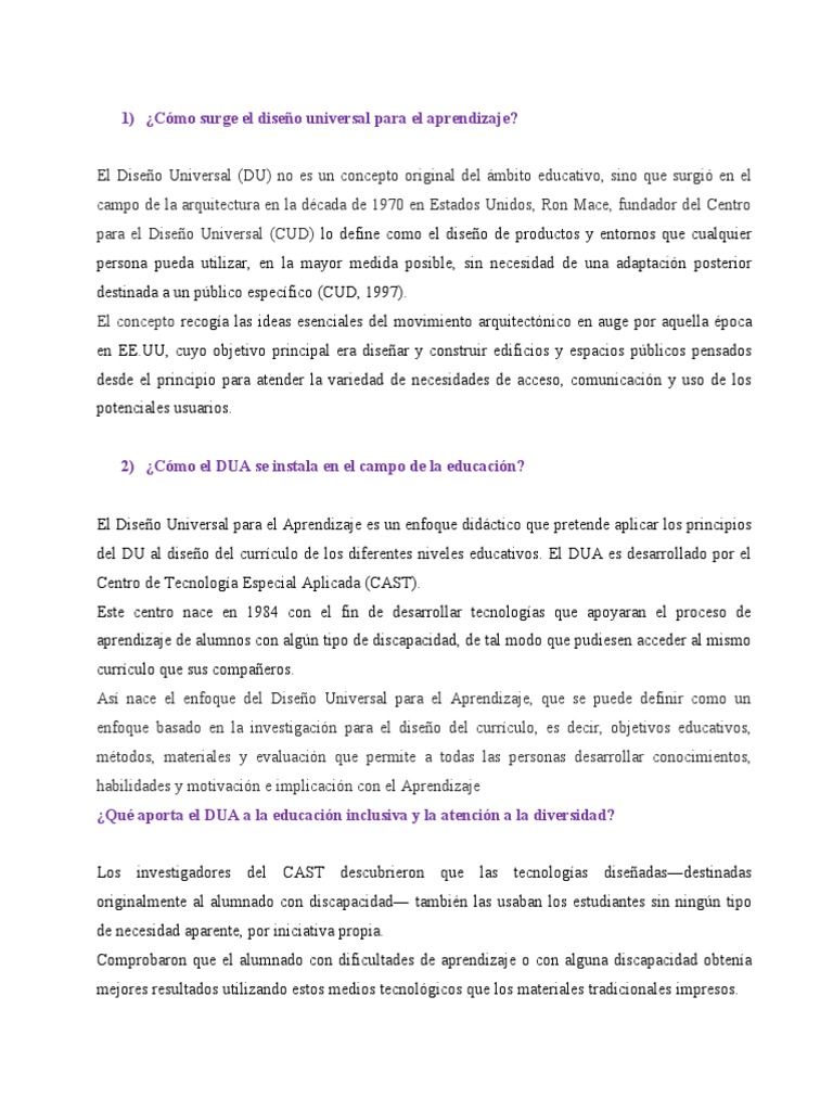 Diseño Universal para El Aprendizaje (DUA) | PDF | Plan de estudios ...