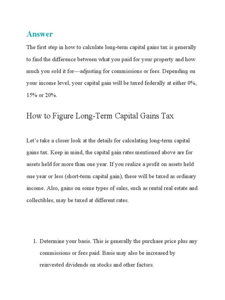 The First Step in How To Calculate Long-Term Capital Gains Tax ...