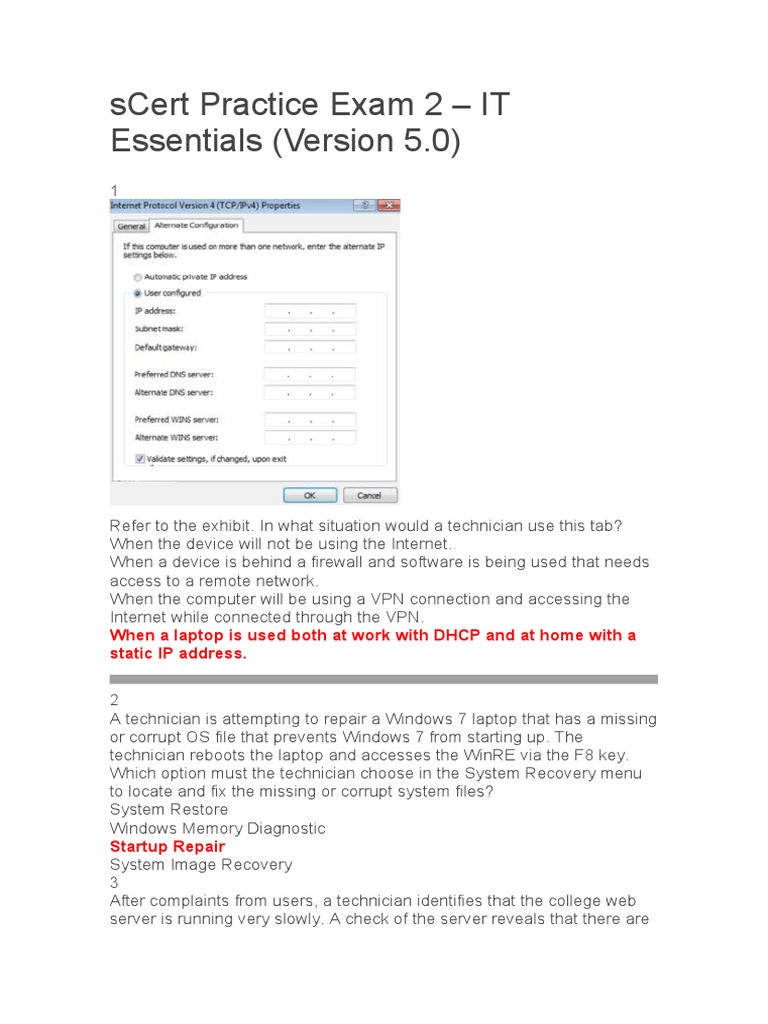 IT Essentials Practice Exam Overview | PDF | Android (Operating System ...