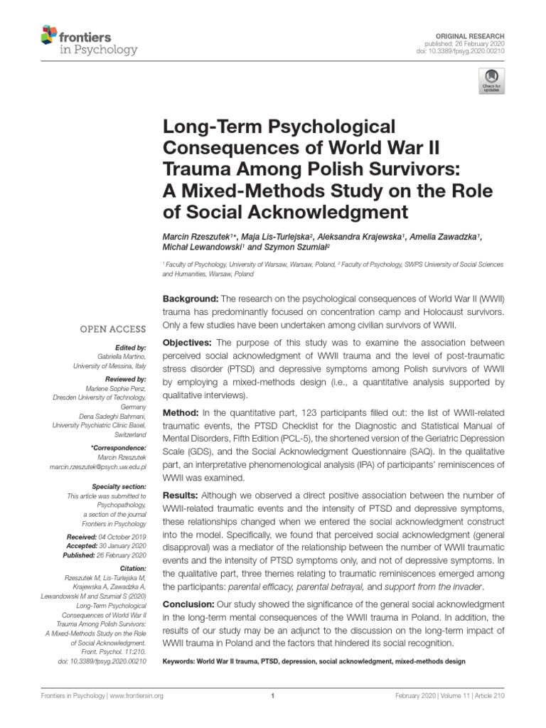 PTSD Wwii | PDF | Psychological Trauma | Posttraumatic Stress Disorder