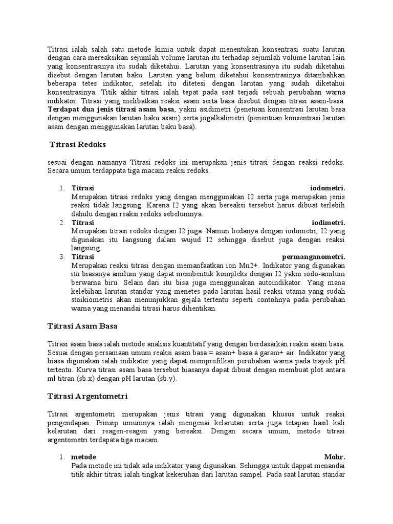 Jenis-Jenis Titrasi dalam Kimia | PDF