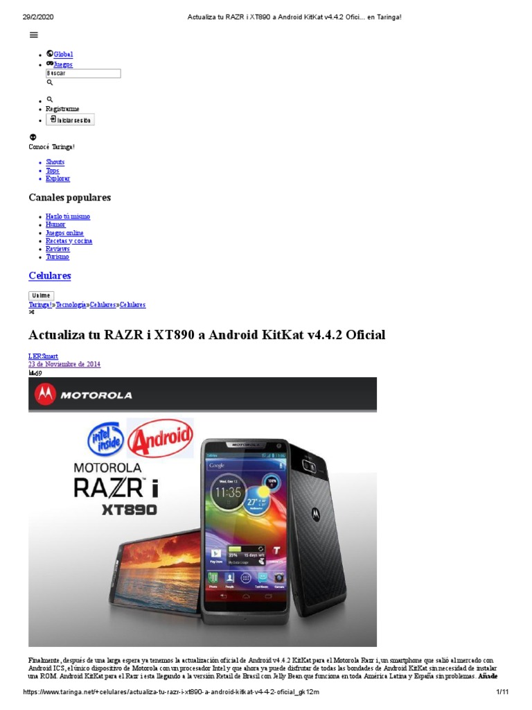 Actualiza Tu RAZR I XT890 A Android KitKat v4.4.2 Ofici... en Taringa! PDF | PDF | Android ...