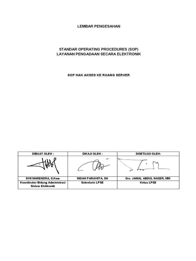 SOP Hak Akses Ke Ruang Server | PDF