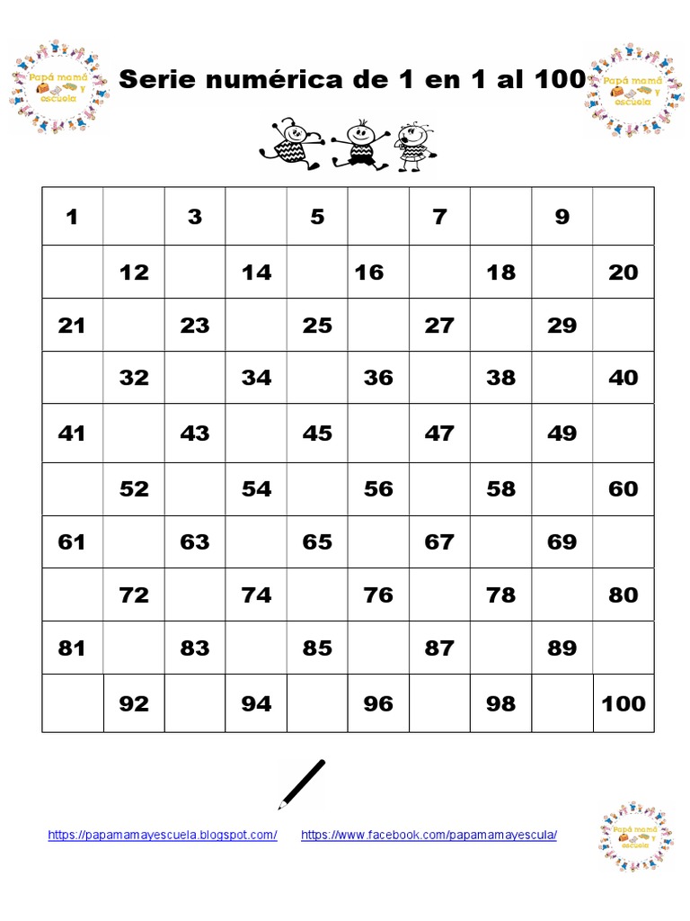 Serie Numérica de 1 en 1 Al 100 PDF | PDF