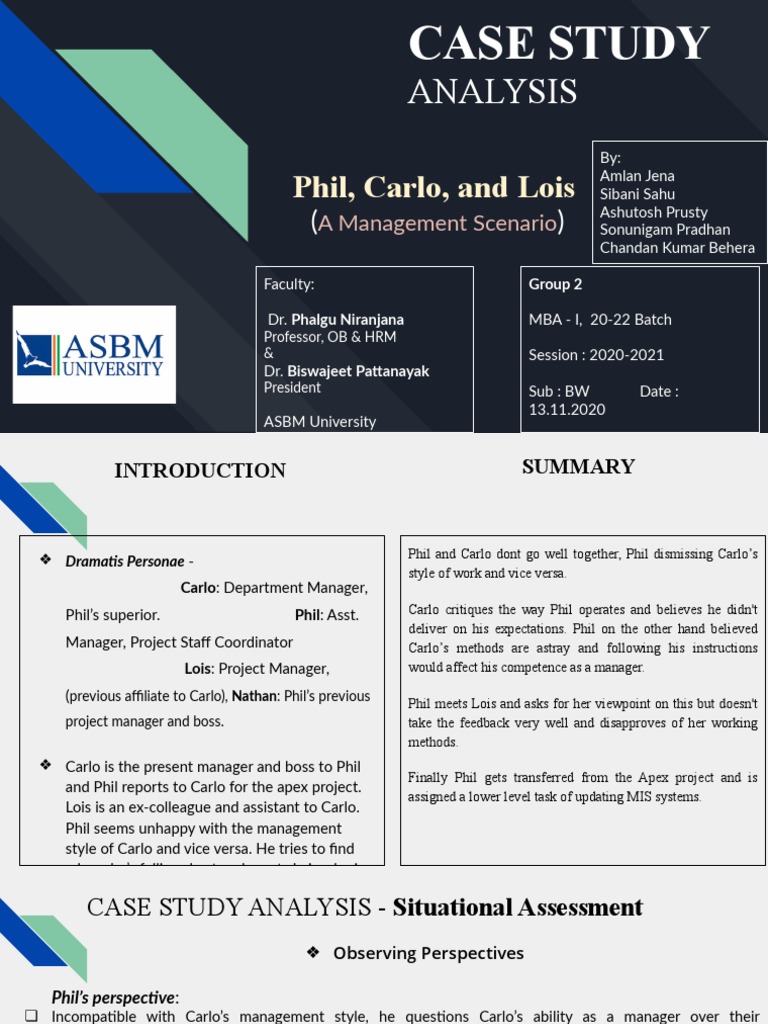 Case Study Analysis - Phil, Carlo, Lois | PDF | Psychological Concepts | Cognitive Science