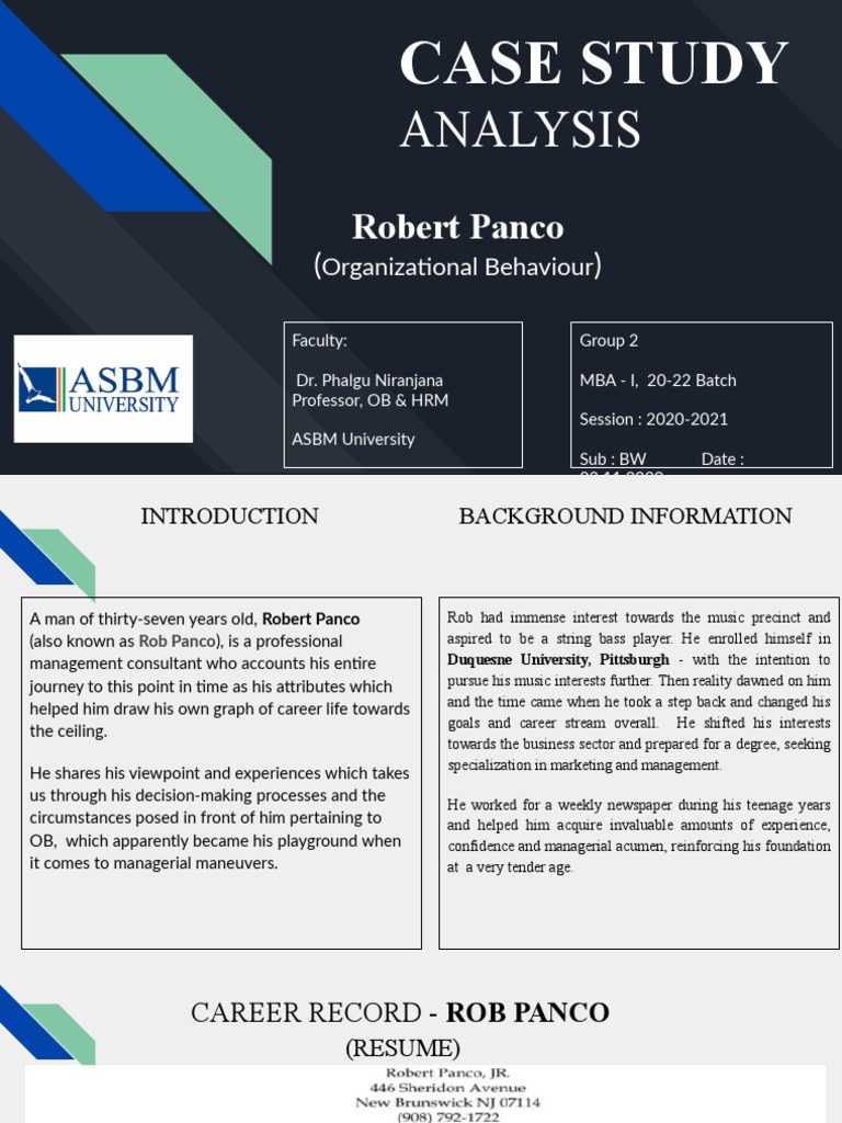 Case Study Analysis - Rob Panco | PDF | Motivation | Motivational
