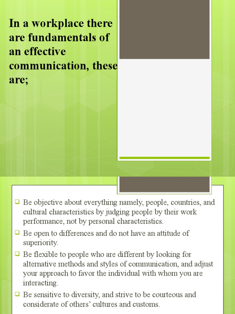 In A Workplace There Are Fundamentals of An | PDF