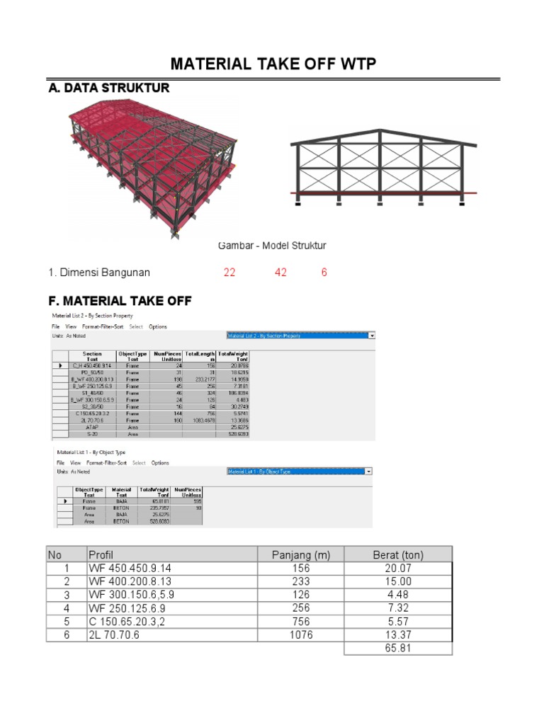 Material Take Off WTP: A. Data Struktur | PDF