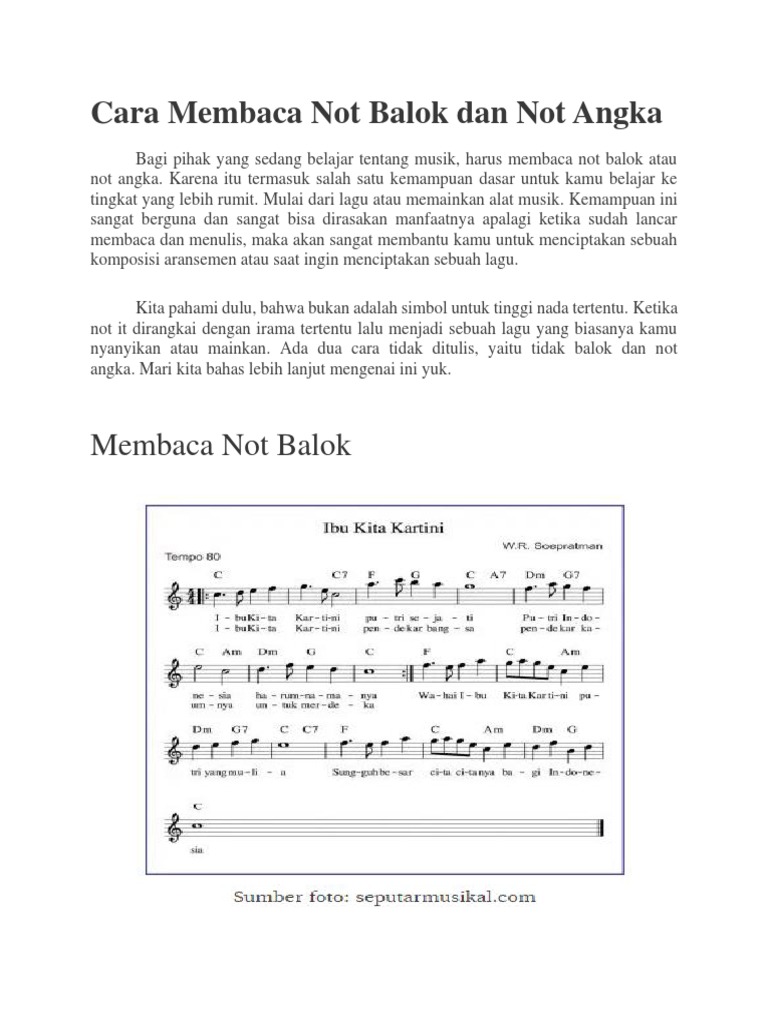 Cara Membaca Not Balok Dan Not Angka | PDF