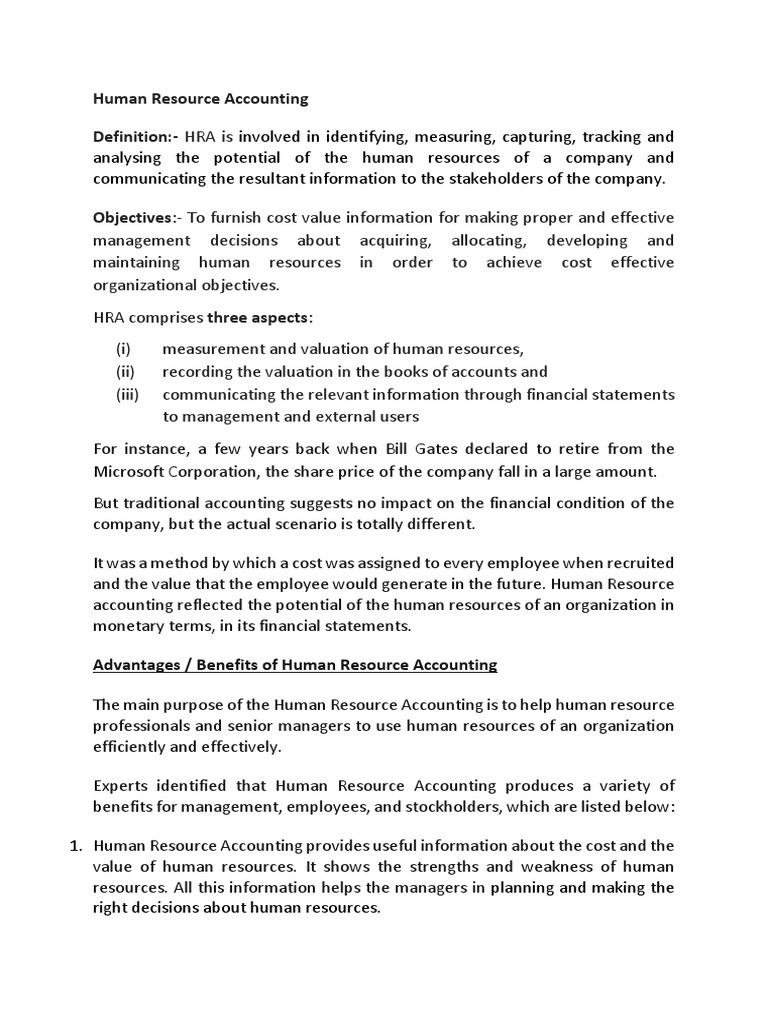 HRA - Definition, Objectives, Advantages & Disadvantages | PDF | Human ...