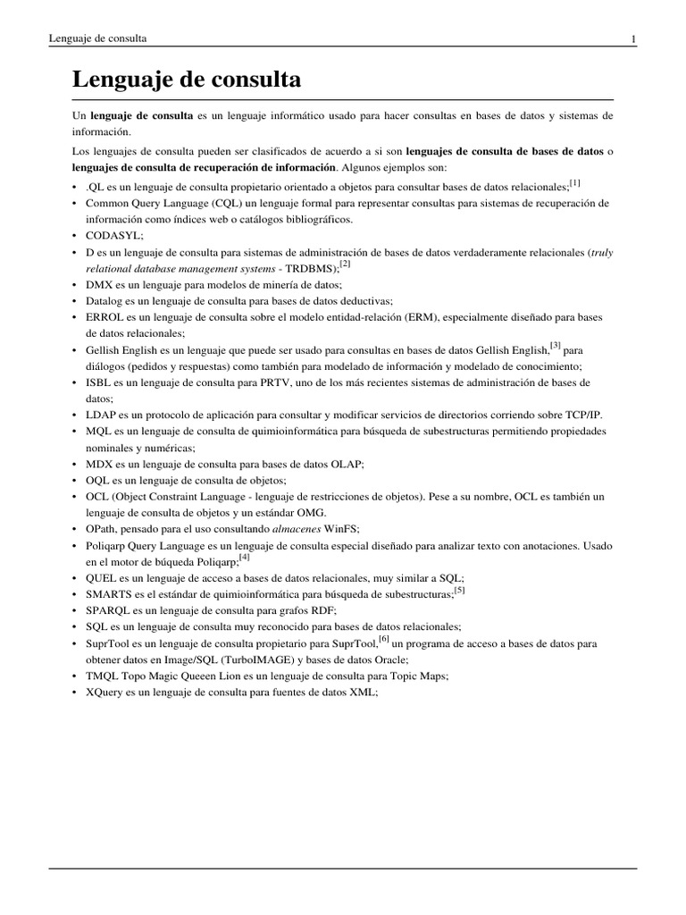 Lenguaje de Consulta | PDF | SQL | Bases de datos
