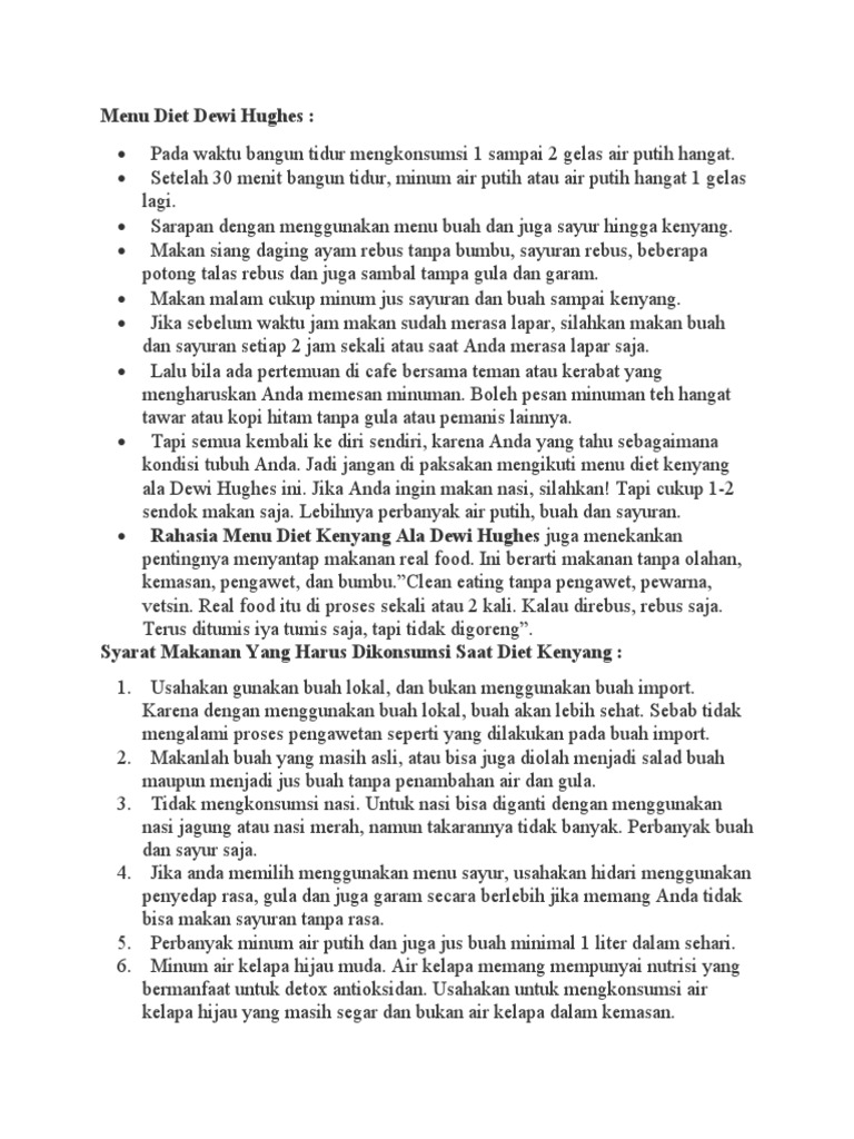 Menu Diet Dewi Hughes | PDF