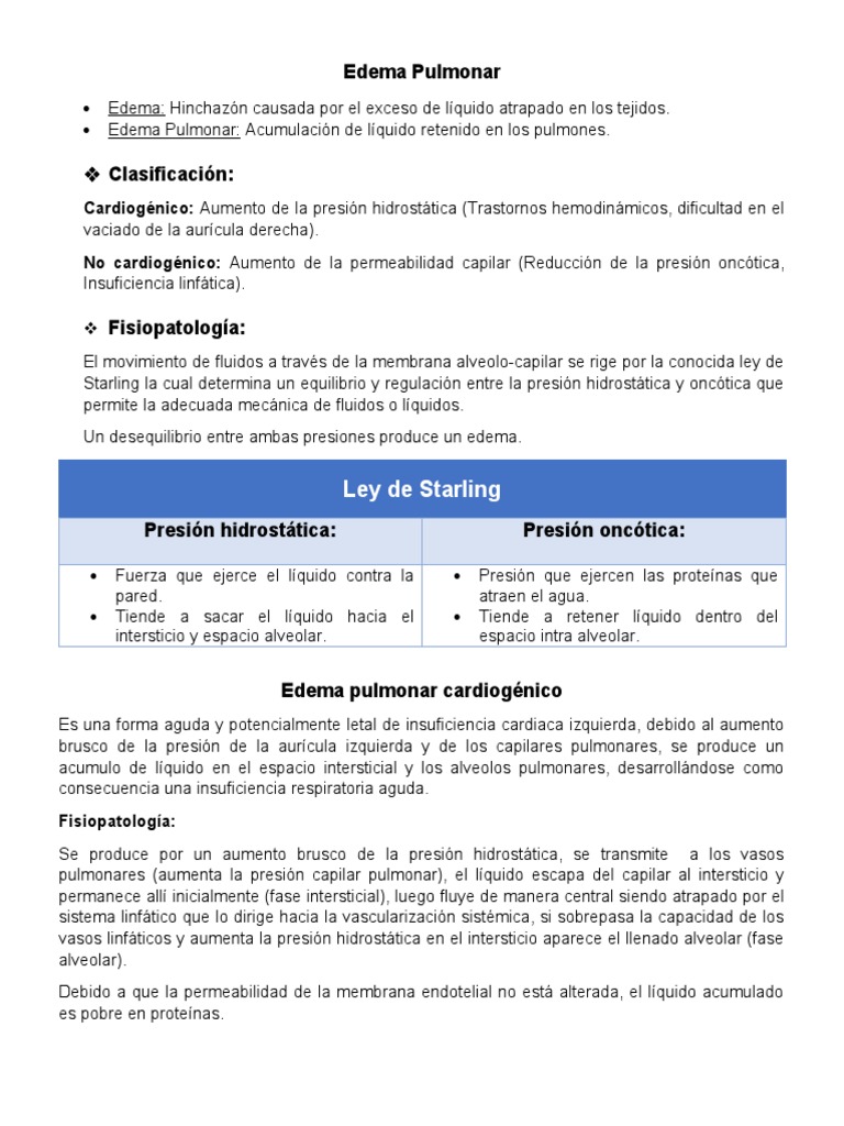 Edema Pulmonar: Causas y Tratamientos | PDF | Edema | Pulmón