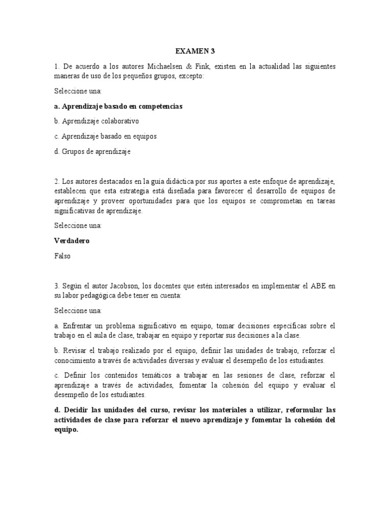 Examen 3. Abp | PDF | Prueba (evaluación) | Aprendizaje