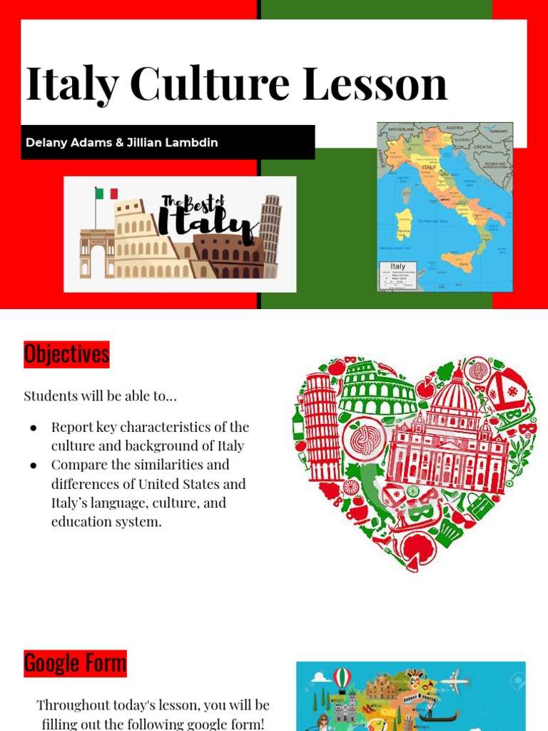 Culture Lesson - Italy | PDF | Italian Cuisine | Italy