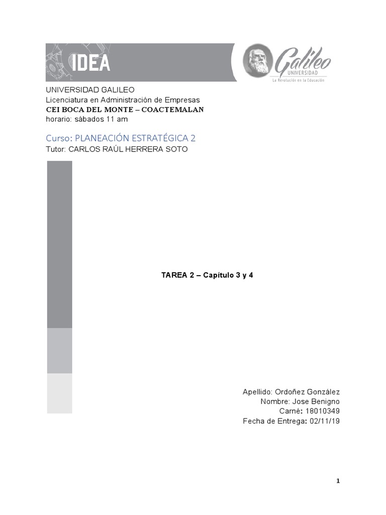 Tarea Cap 3y4 Planeacion Estra 2020 | PDF | Planificación | Conocimiento