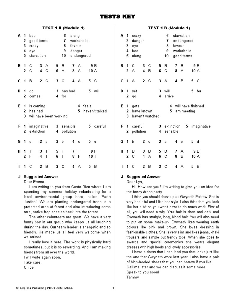UP B1plus Tests KEY PDF | PDF | Juice | Diet & Nutrition