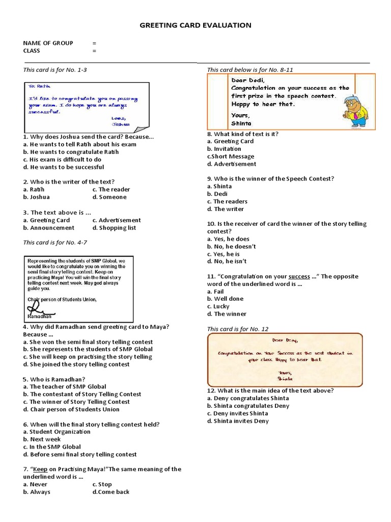 Greeting Card Evaluation | PDF