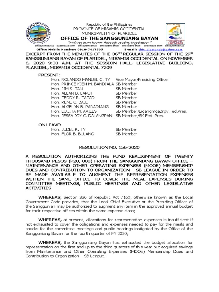 Draft Resolution No. 156-2020 - Resolution Authorizing The Fund ...