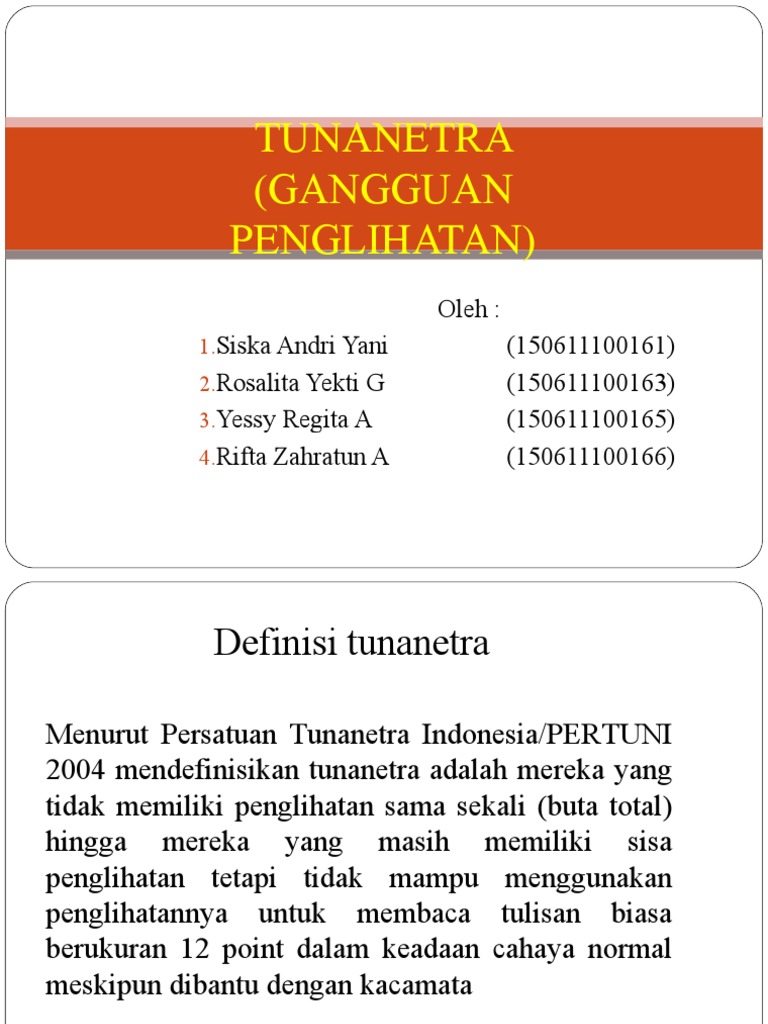 Definisi dan Penyebab Tunanetra | PDF
