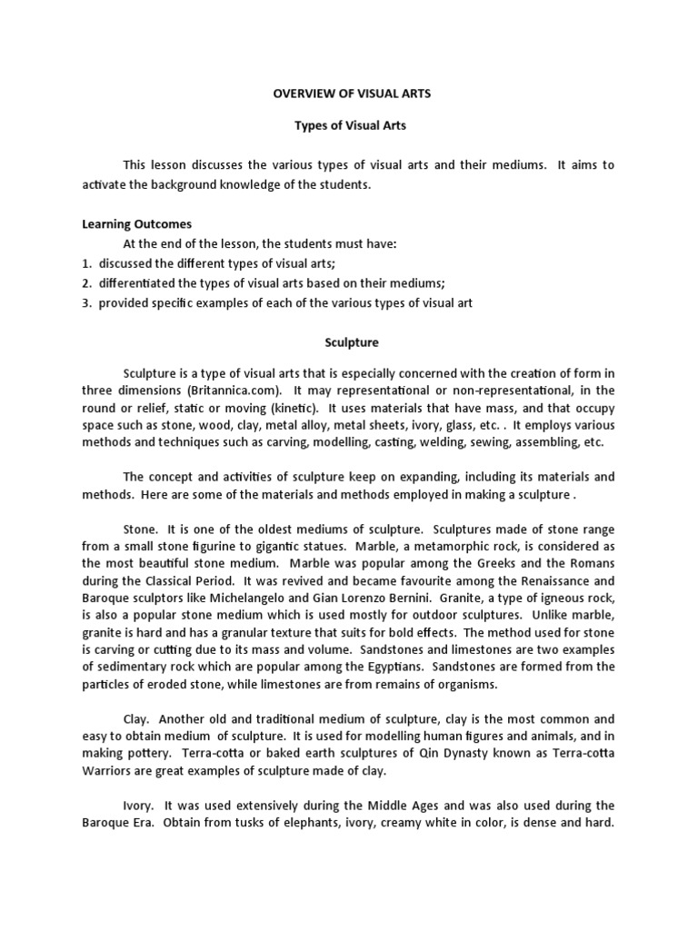 Overview of Visual Arts Types of Visual Arts | PDF | Sculpture | Dome