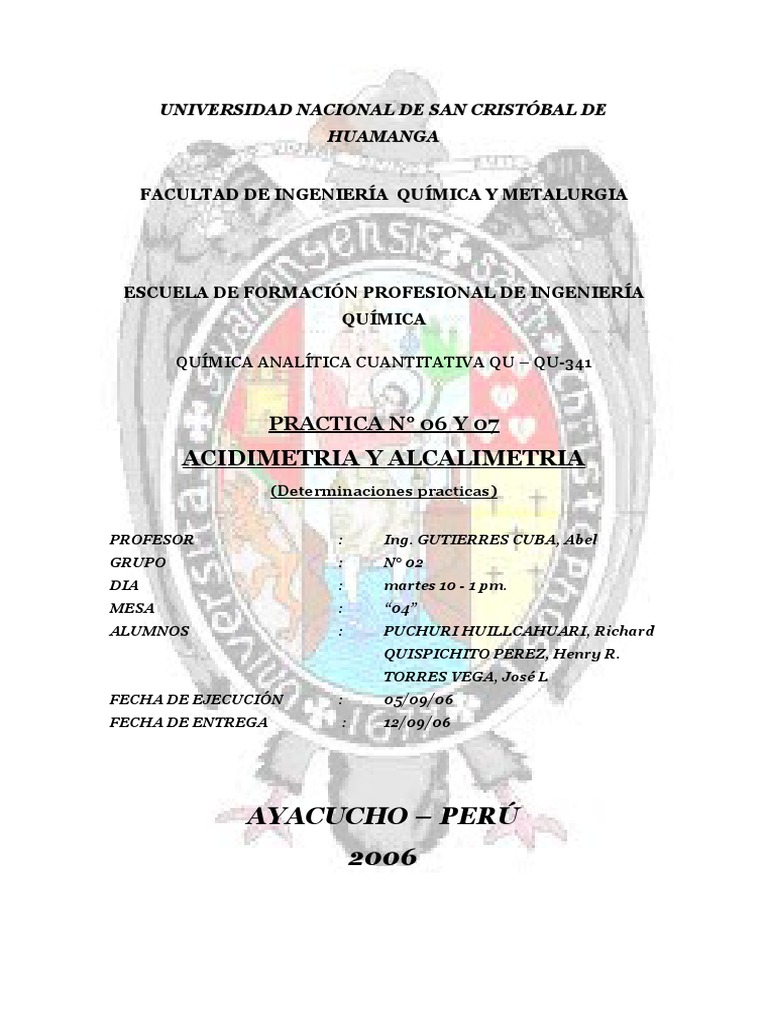 Analitica 06 y 07 - ACIDIMETRIA Y ALCALIMETRIA | PDF | Valoración | Química