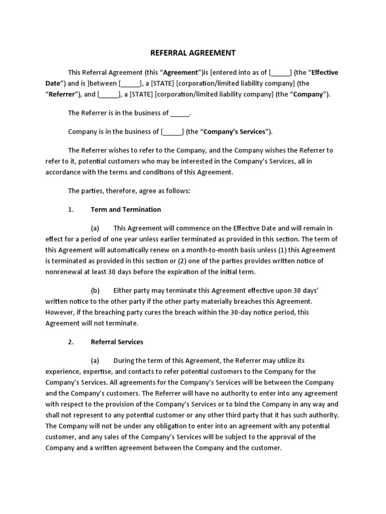 Referral Agreement Template 10 | PDF | Costs In English Law | Attorney ...
