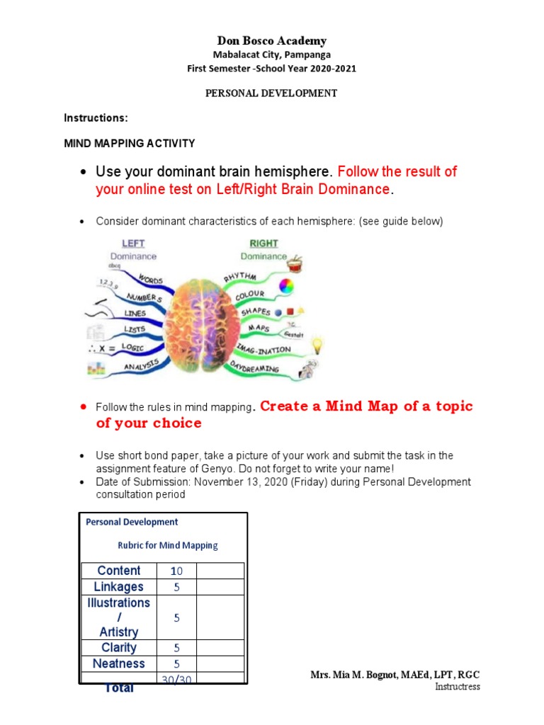 Brain Hemisphere Dominance Activity | PDF