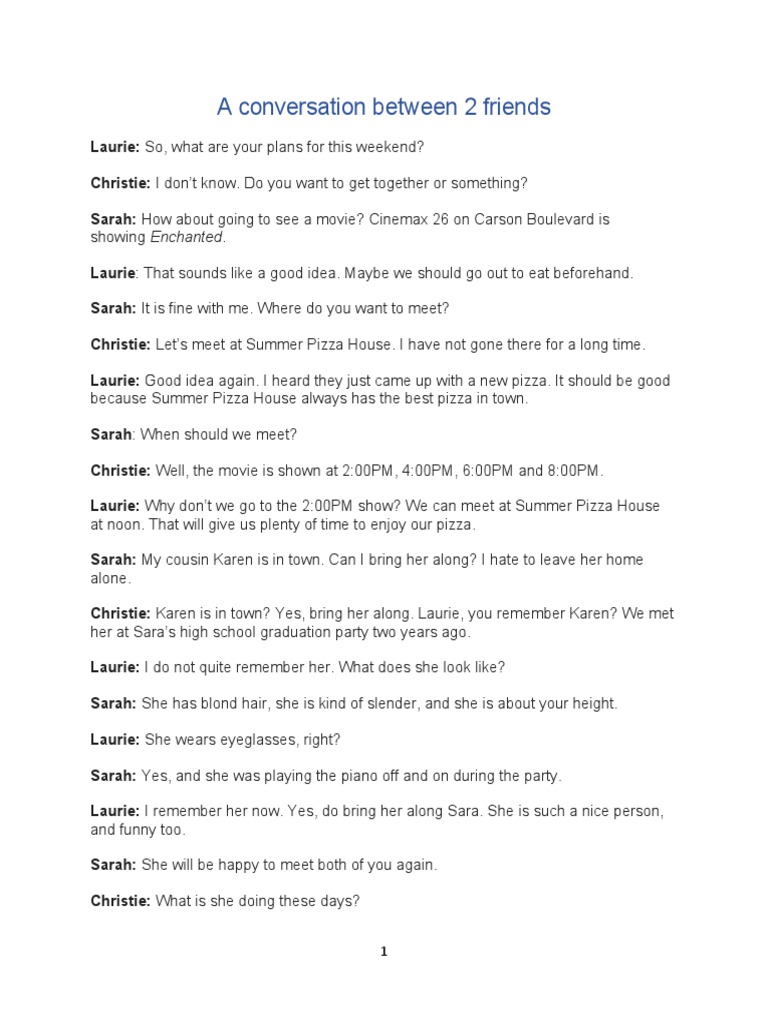 A Conversation Between 2 Friends | PDF