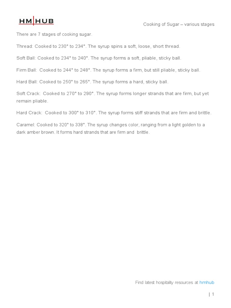 Cooking of Sugar - Various Stages | PDF