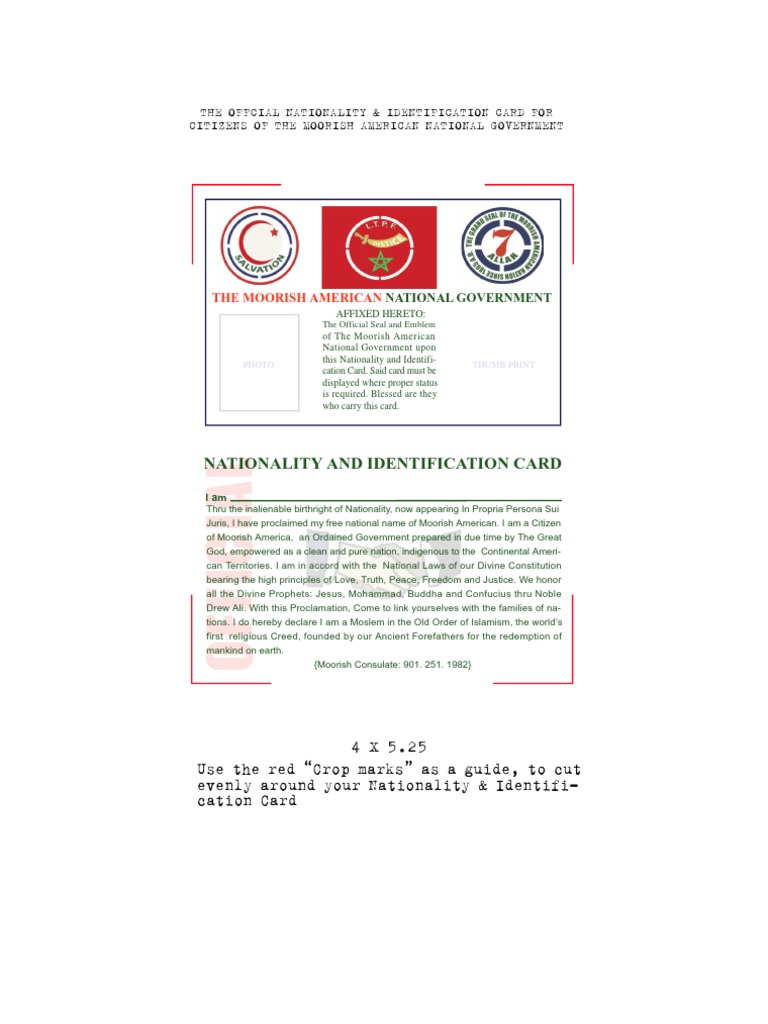 Moorish American Nationality Card Guide | PDF