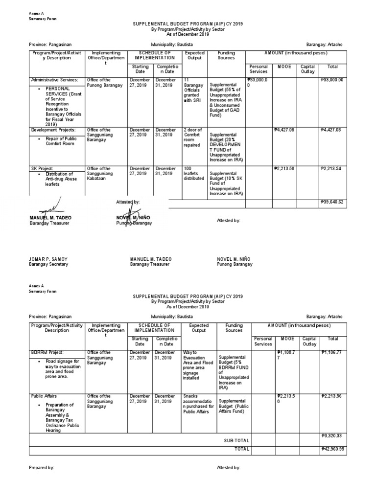 Supplemental Budget AIP | PDF | Public Finance | Government Finances