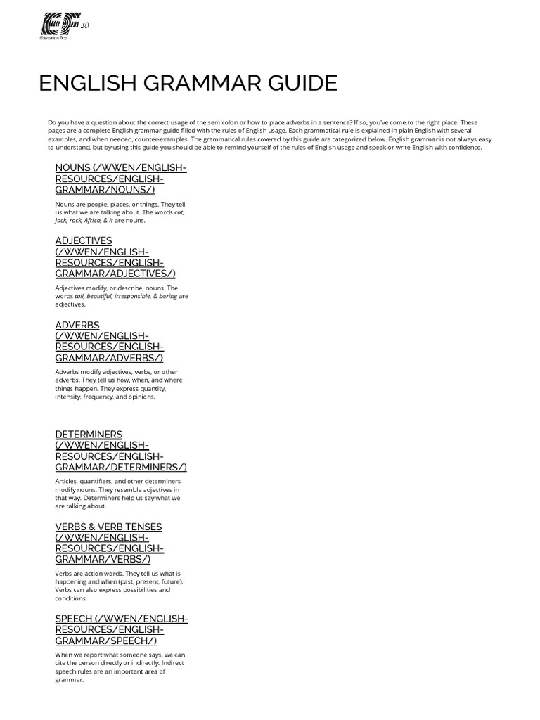 English Grammar Guide - English Grammar - EF | Download Free PDF ...