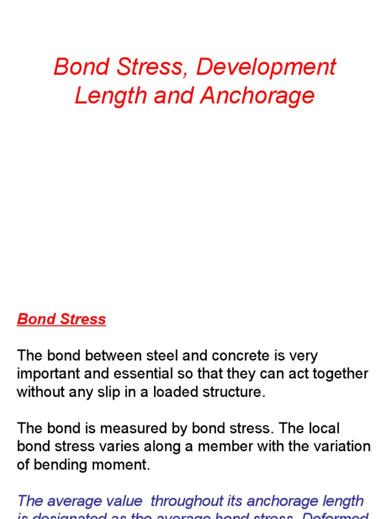 Lecture 8 Bond - Stress, - Development - Length - and - Anchorage | PDF ...