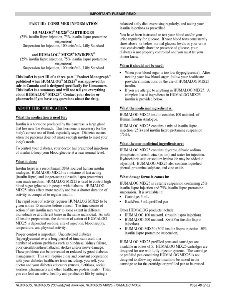 14 Humalog-Mix25-Ci 30mar2015 | PDF | Insulin | Hypoglycemia