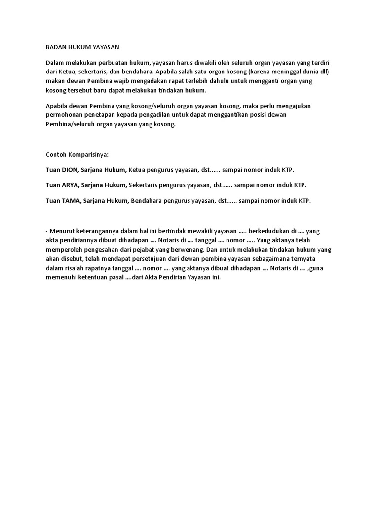 (Contoh) Komparisi Yayasan | PDF