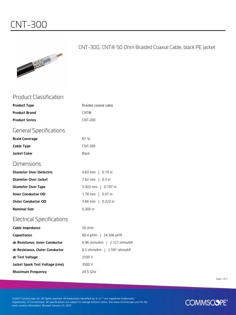 CNT-300 Product Specification | PDF | Coaxial Cable | Electronic ...