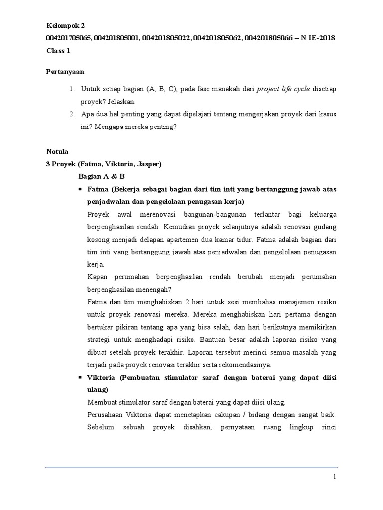 Assignment 1 - Group 2 Project Management | PDF