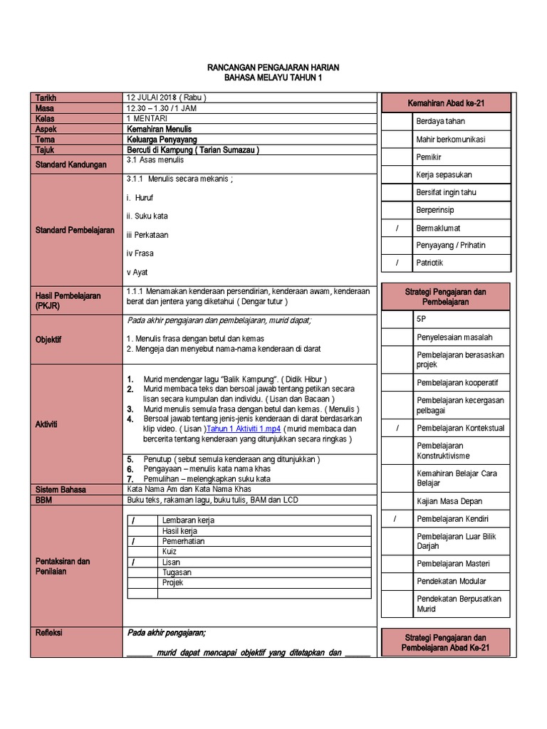 Contoh RPH PKJR | PDF