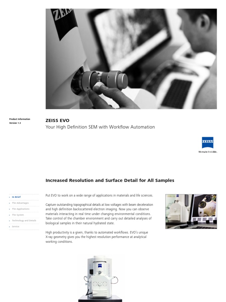 Zeiss SEM Microscope-Zeiss-Evo-Eng | PDF | Scanning Electron Microscope ...
