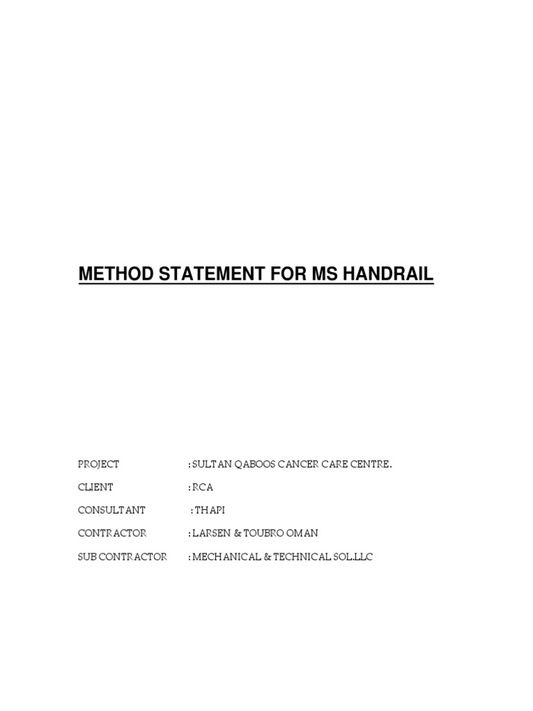 Method Statement Final | PDF | Welding | Construction
