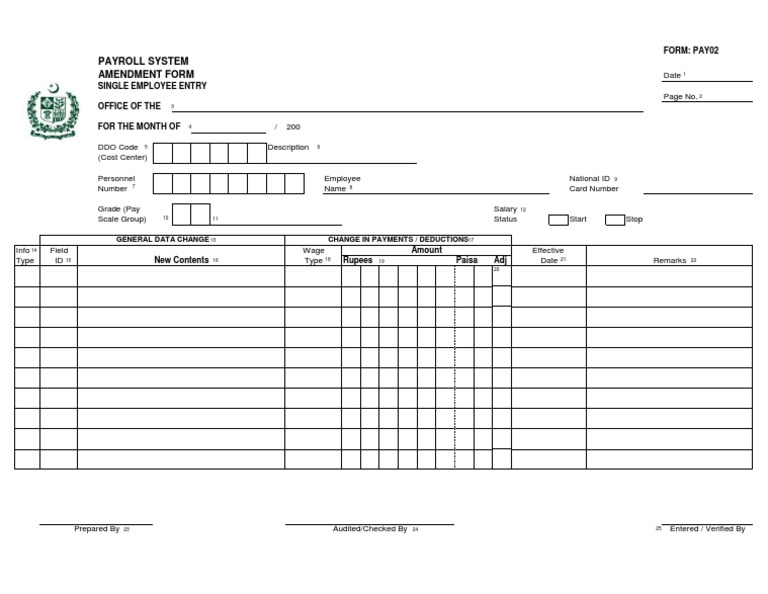 Payroll System Amendment Form | PDF