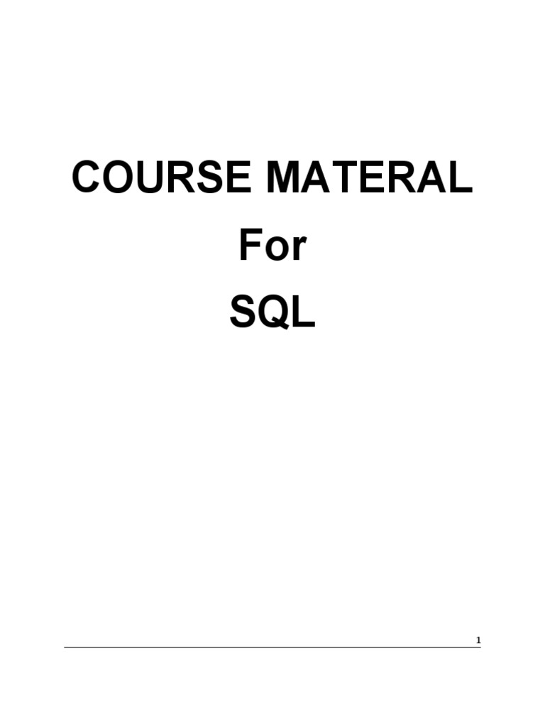 SQL Material | PDF | Sql | Software Engineering