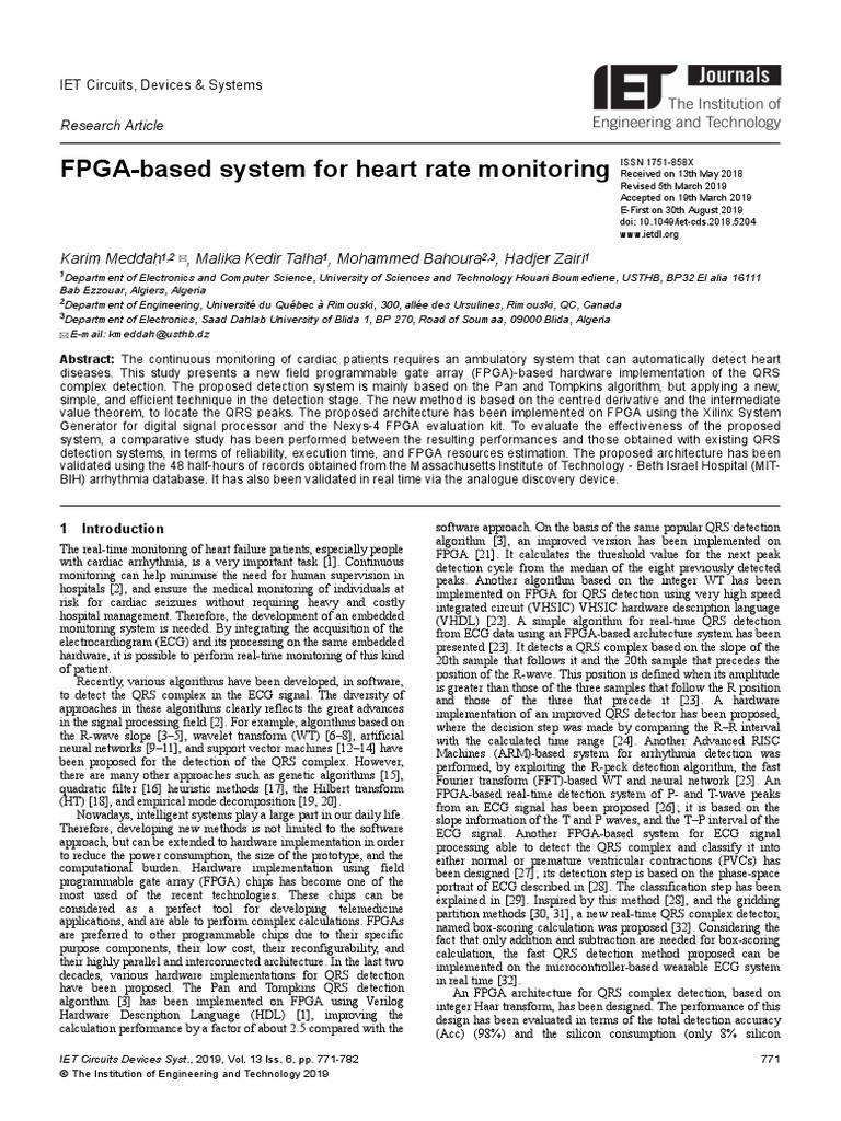 FPGA-based System For Heart Rate Monitoring PDF | PDF ...