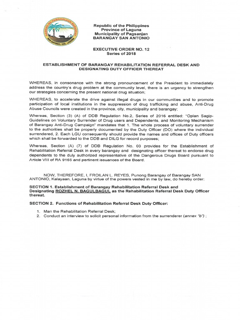 San Antonio Rehab & Referral Desk EO | PDF