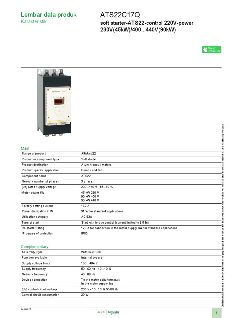 Altistart 22 - ATS22C17Q | PDF | Electric Motor | Relay